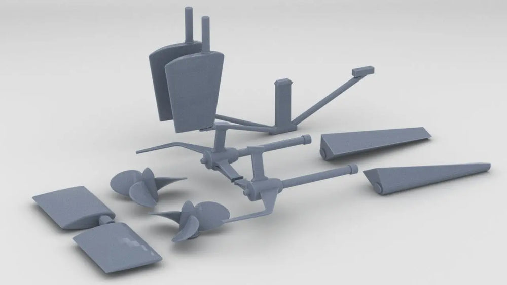 1/100 DKM U-Boot VII/C Shaft Housing & Props Kit - distefan 3d print