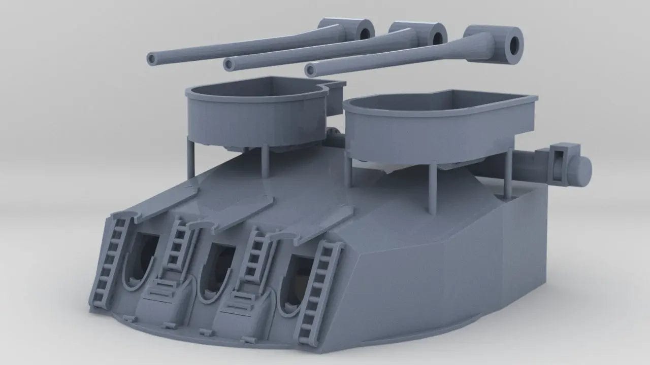 1/100 French Richelieu Aft Triple 152mm Turret A - distefan 3d print