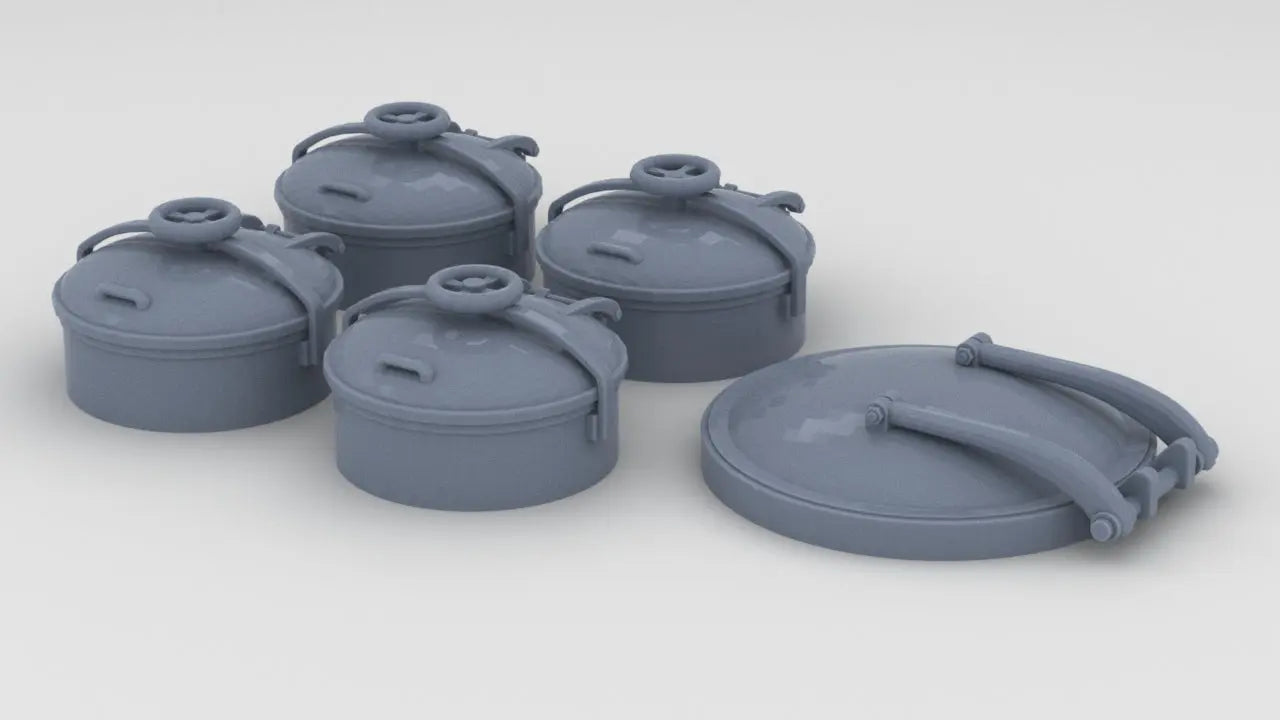 1/160 DKM U-Boot VII/C Main Hatches (Hinged) Set (5pcs) - distefan 3d print