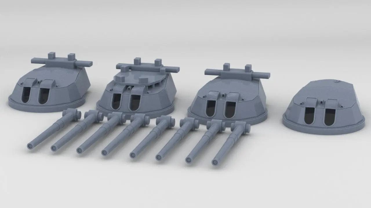 1/350 HMS Vanguard Twin 15-inch (381 mm) Turrets Set - distefan 3d print
