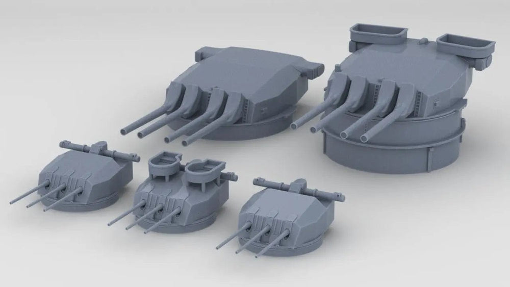 1/600 French Battleship Richelieu Turrets Set (5pcs) - distefan 3d print